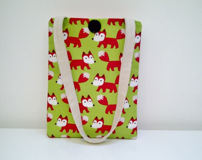 Fox Fabric Small Tote Bag Kids Cute Foxes Green Fabric Book - Etsy