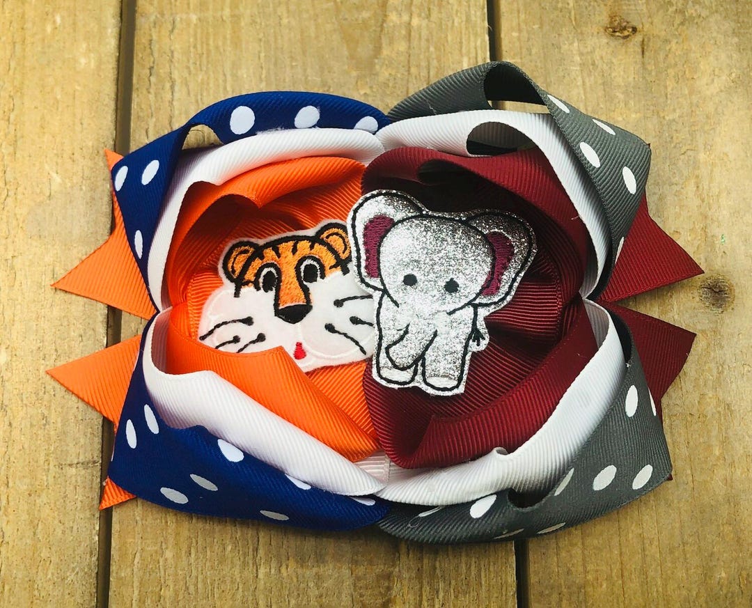Tiger and Elephant House Divided Hair Bow/ Girl Hair Bow/sec Hair Bow ...