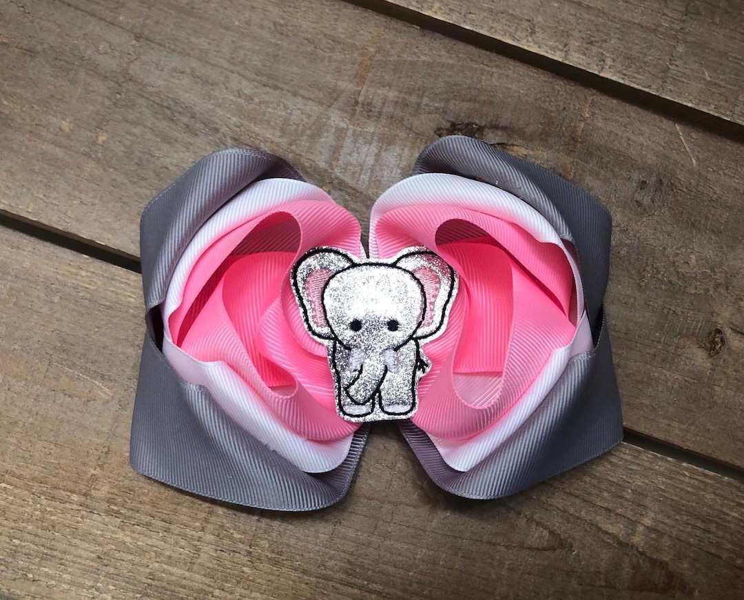 Elephant Hair Bow/ Girl Hair Bow/cute Hair Bow, Girl Elephant Hair Bow ...