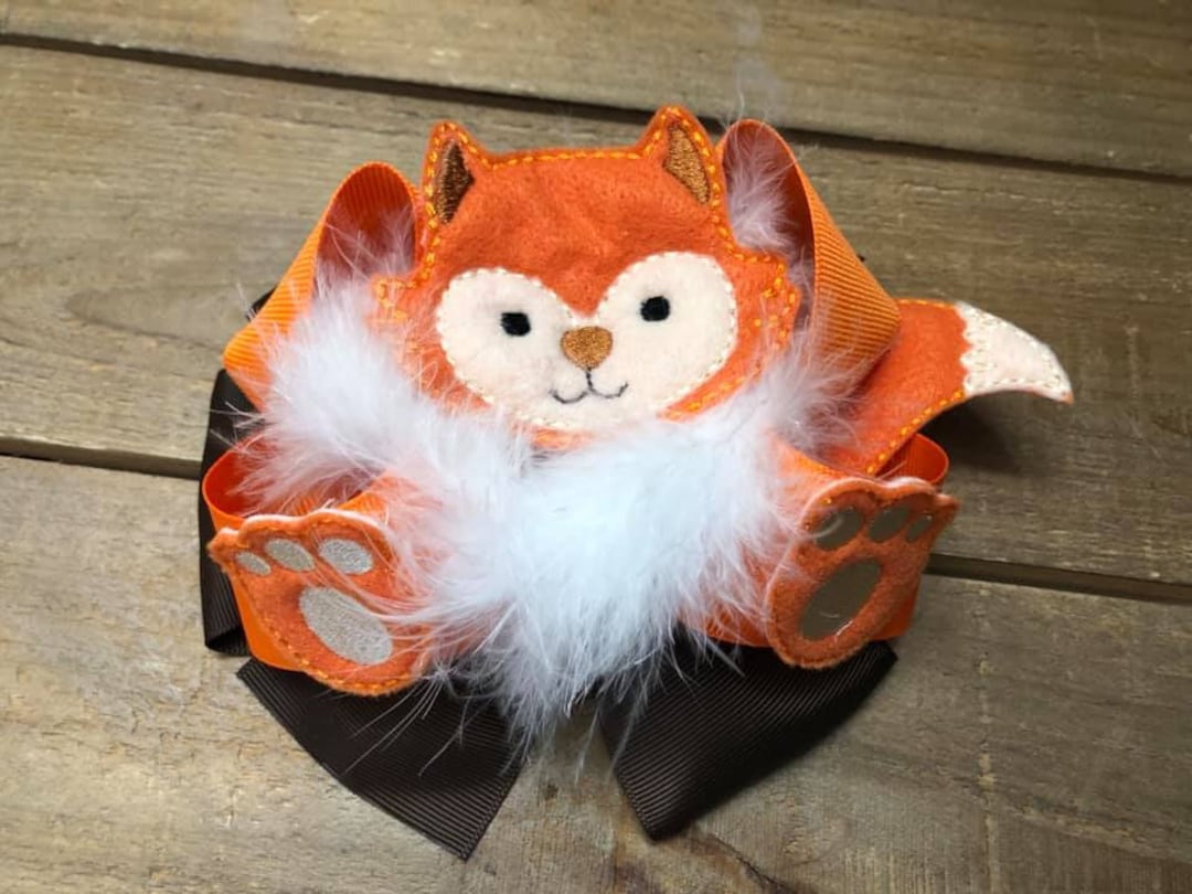 Fox Hair Bow/ Girl Hair Bow/birthday Hair Bow - Etsy