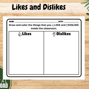 Likes and Dislikes Activity: Cut & Paste Worksheet (digital Printable ...