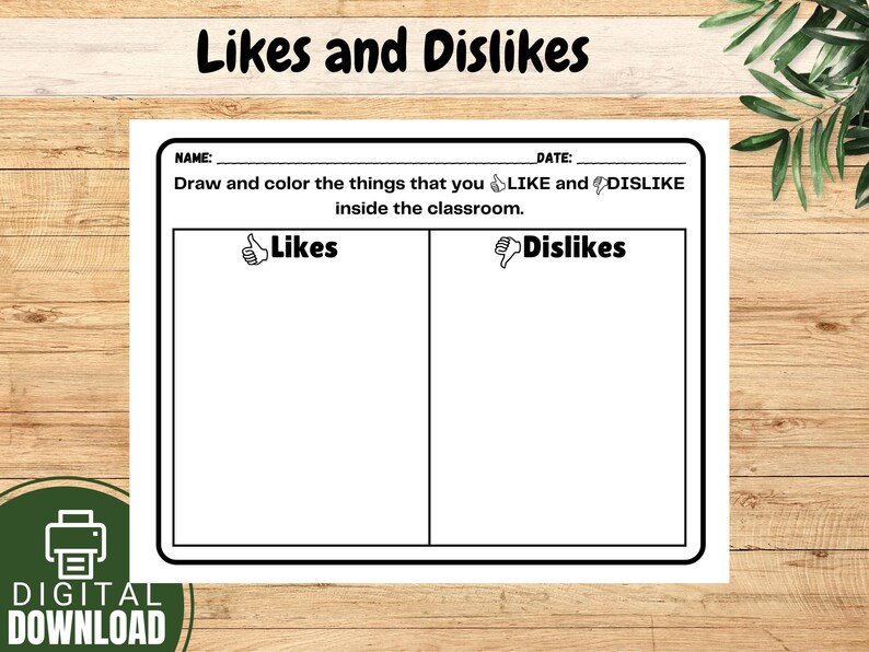 Likes and Dislikes Activity: Cut & Paste Worksheet (digital Printable ...