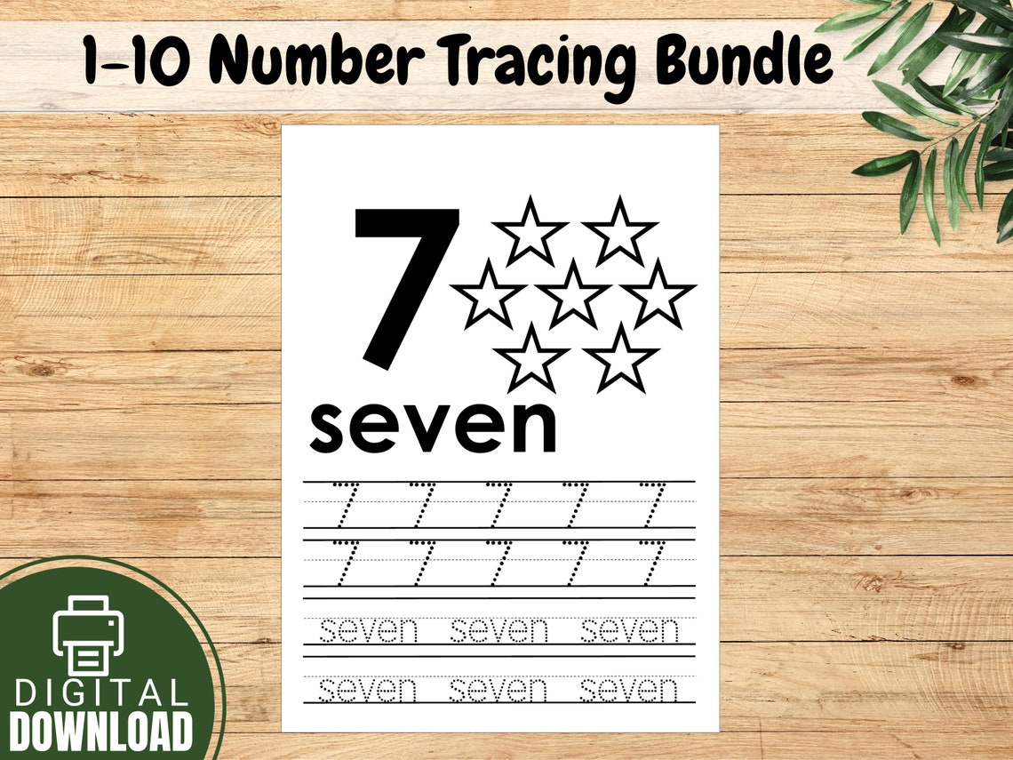 Number Tracing 1-10 Tracing Bundle Printable Writing Practice Sheets ...
