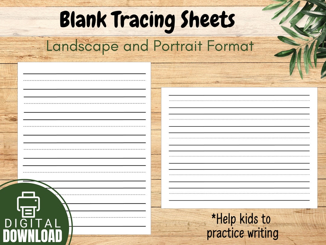 Blank Handwriting Practice Sheets: Preschool Activity (PDF) - Etsy