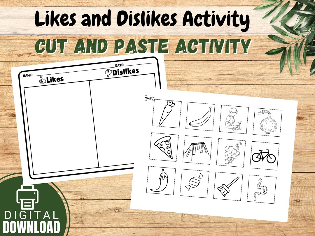 Likes and Dislikes Activity Sorting Kindergarten Cut and Paste ...