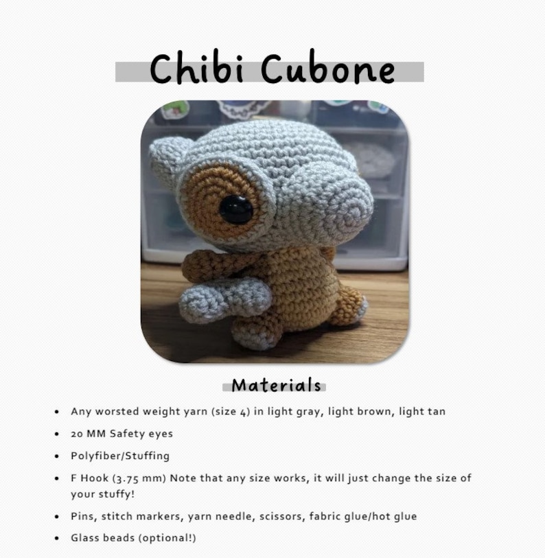 Cubone Crochet Pattern PDF - Etsy