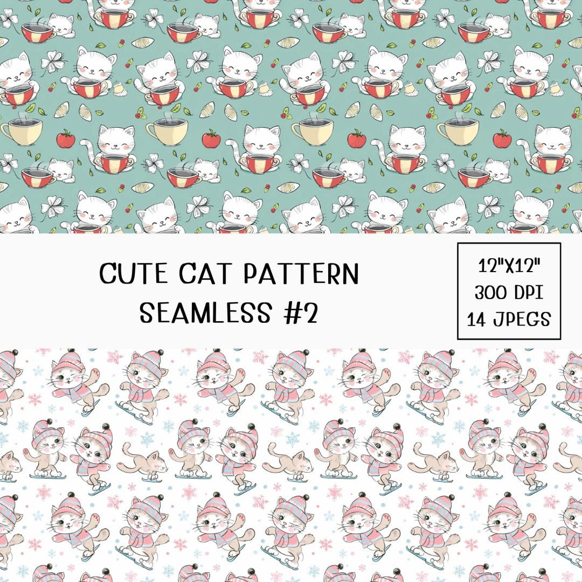 Digital Paper, Cute Cat Pattern, Seamless. Digital Paper, Cute Cat 2 - Etsy