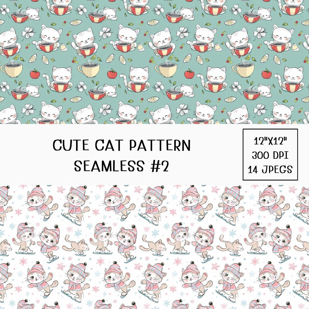 Digital Paper, Cute Cat Pattern, Seamless. Digital Paper, Cute Cat 2 - Etsy