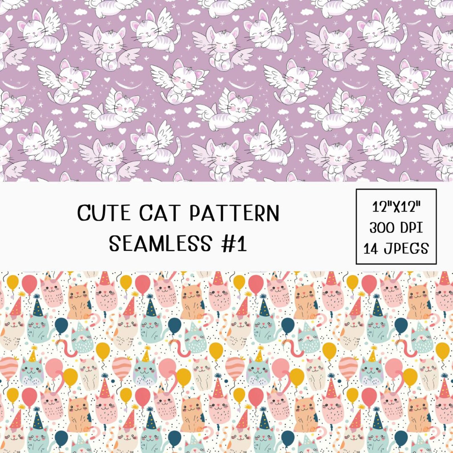 Digital Paper, Cute Cat, Seamless. Digital Paper, Cute Cat 1 - Etsy