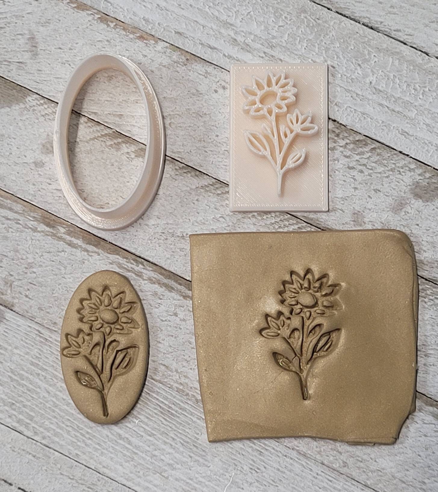 Sunflower Flower Stamp and Oval Cutter Cutter Stamp Set 1.25 - Etsy