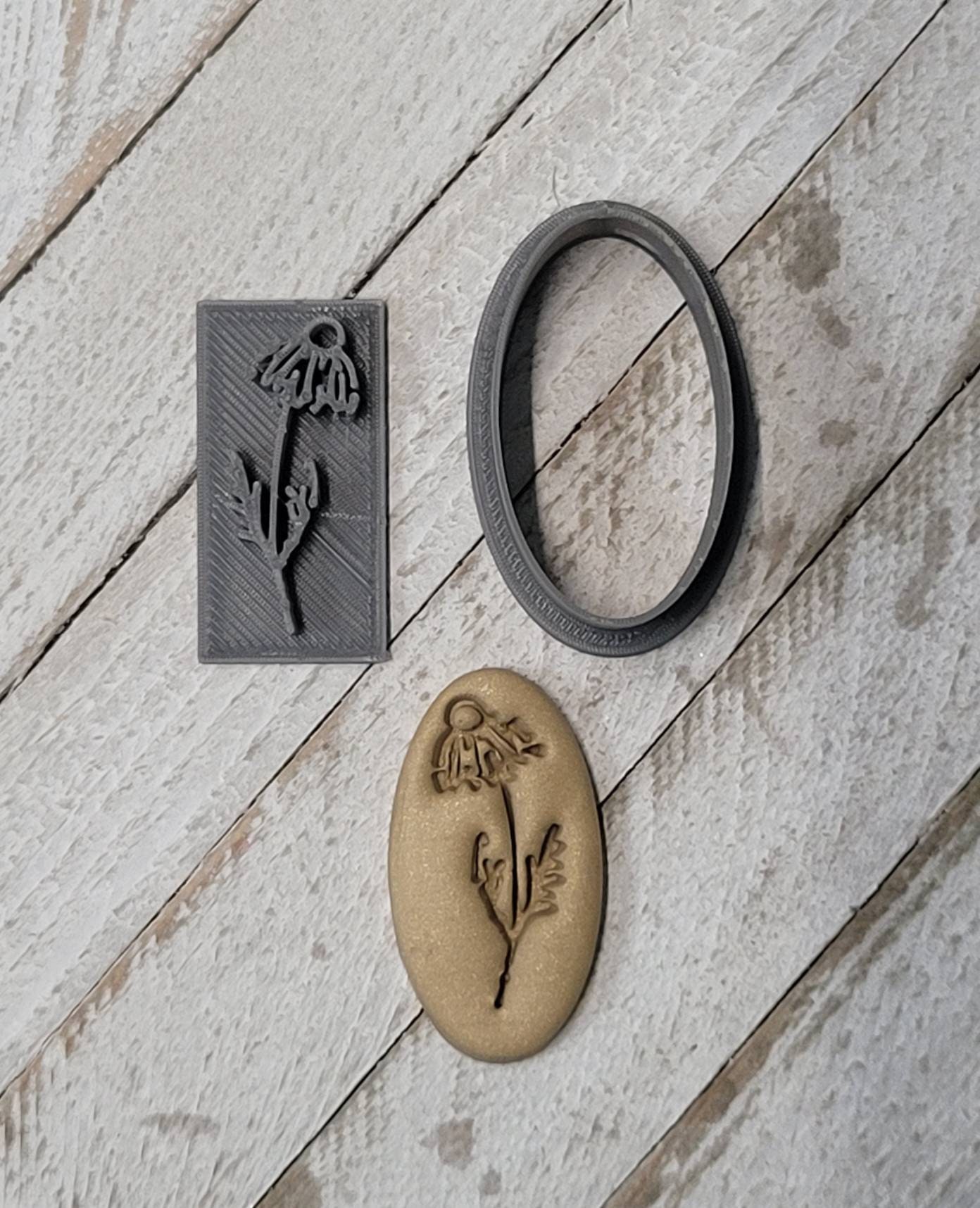 Wildflower Flower Stamp and Oval Cutter Cutter Stamp Set - Etsy