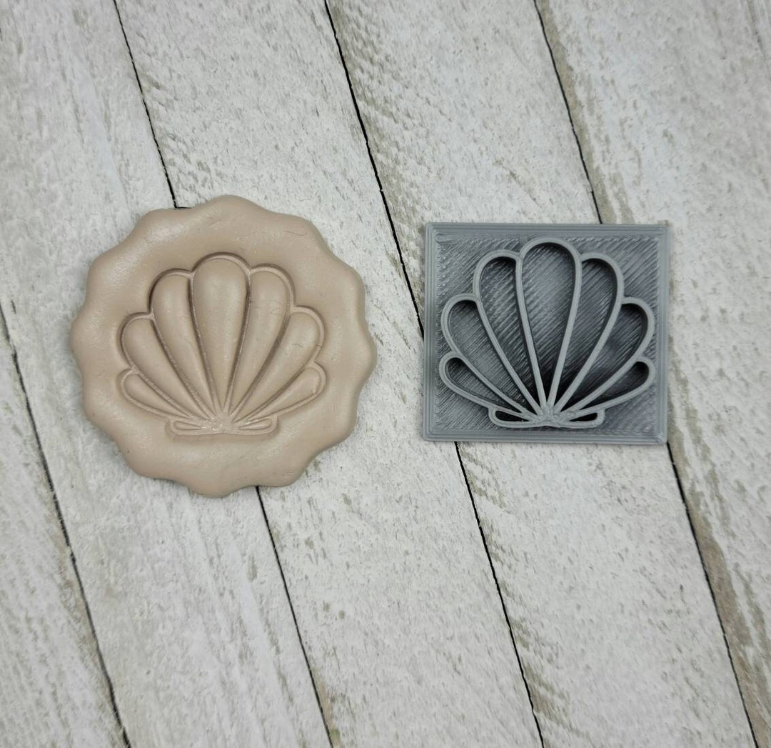 Scallop Shell 1 Inch Texture Stamp for Polymer Clay Earring Pendant ...