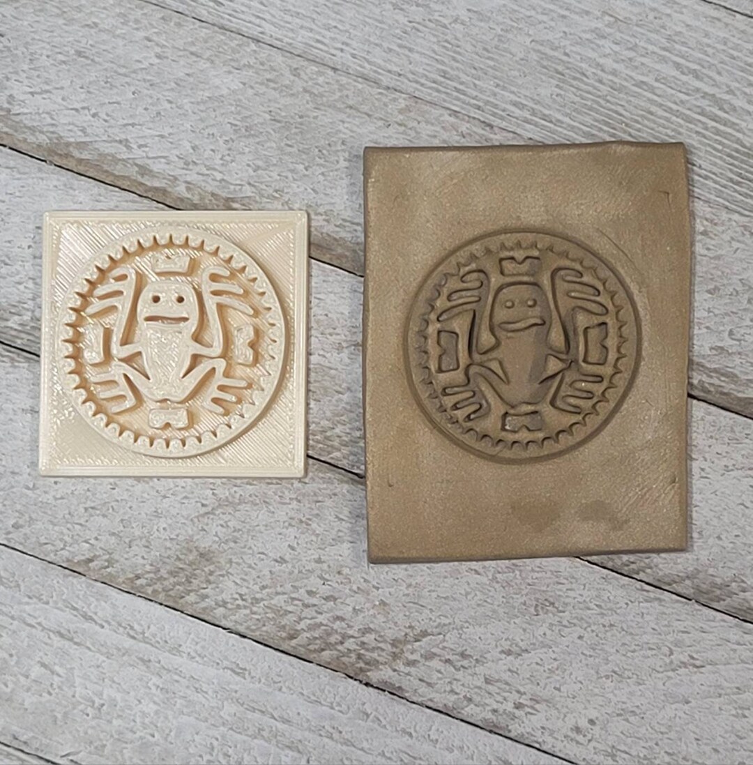 Aztec Frog / Southwest / Texture Stamp for Polymer Clay / Embossing ...