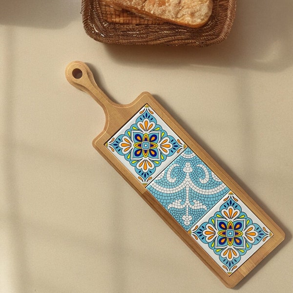 Wooden Serving Tray, Tiled Engagement Tray, Ceramic Tile Decorative ...