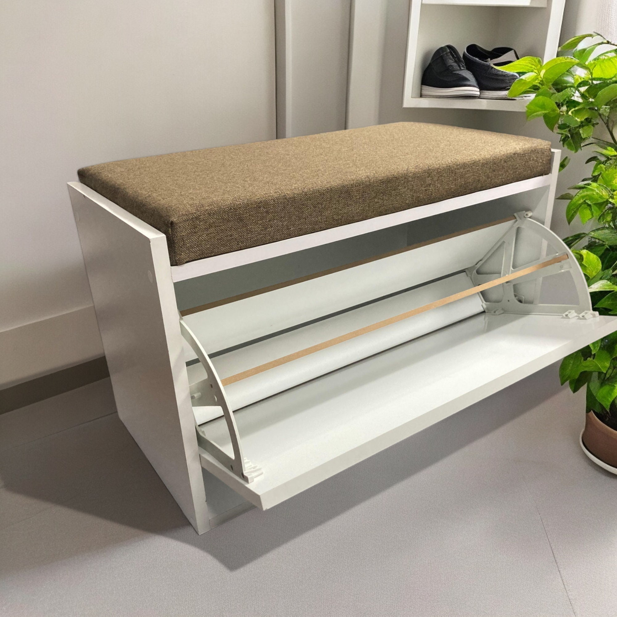 Wooden Shoe Rack Shoe Storage Entryway Shoe Rack Narrow Bench Hallway ...