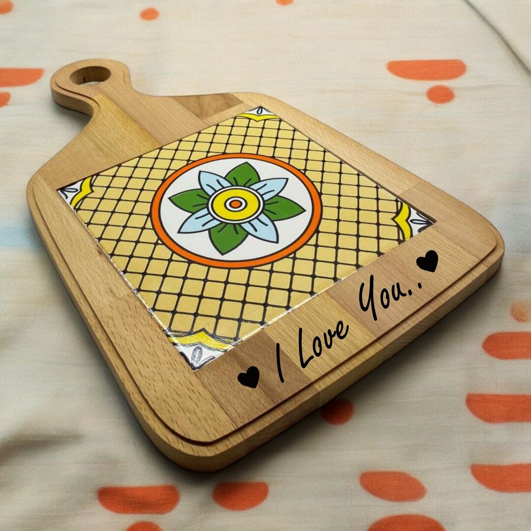 Personalized Wooden Charcuterie Board With Ottoman Tile Cutting Board ...