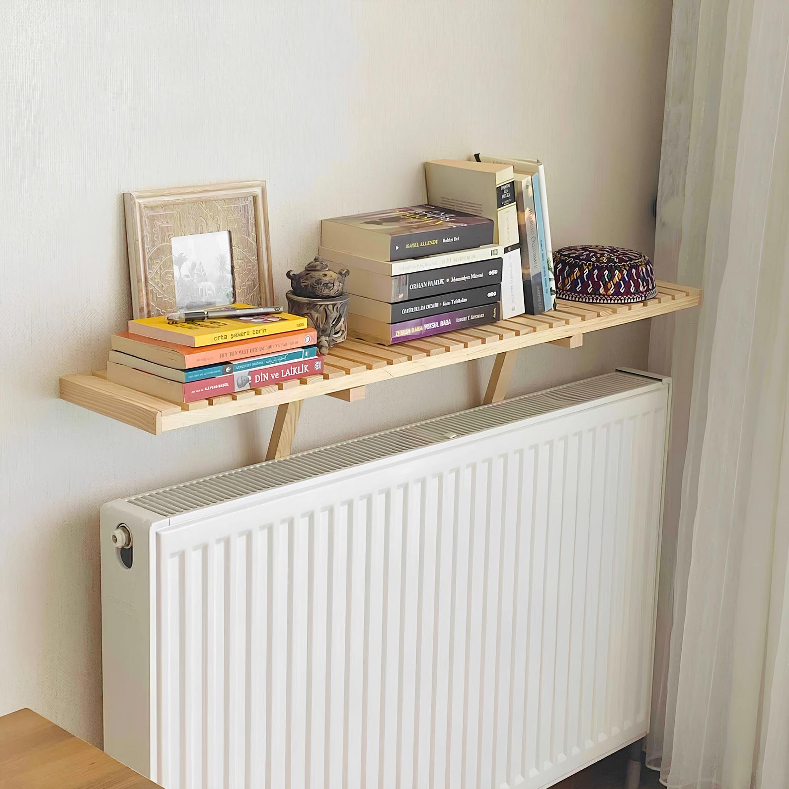 Radiator Top Shelf With Hidden ,narrow Wooden Radiator Shelf for ...