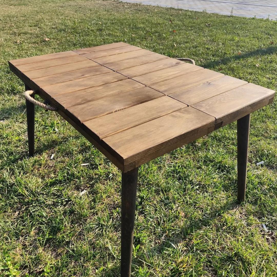 Folding Wooden Camping Table, Wooden Picnic Table, Foldable Boho Table ...