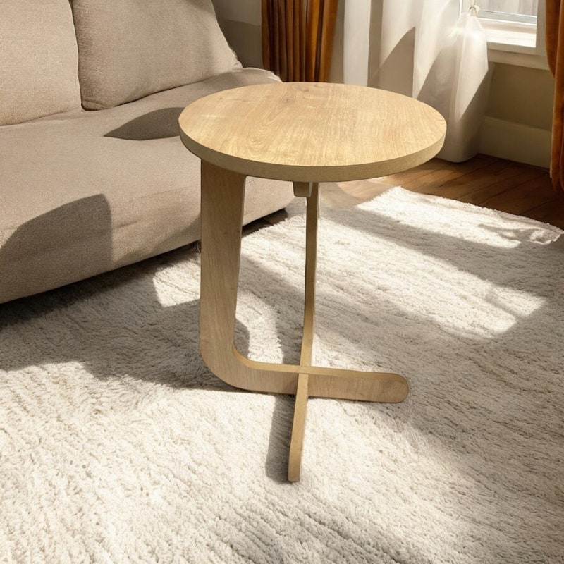 Wooden C Shaped Side Table - Etsy