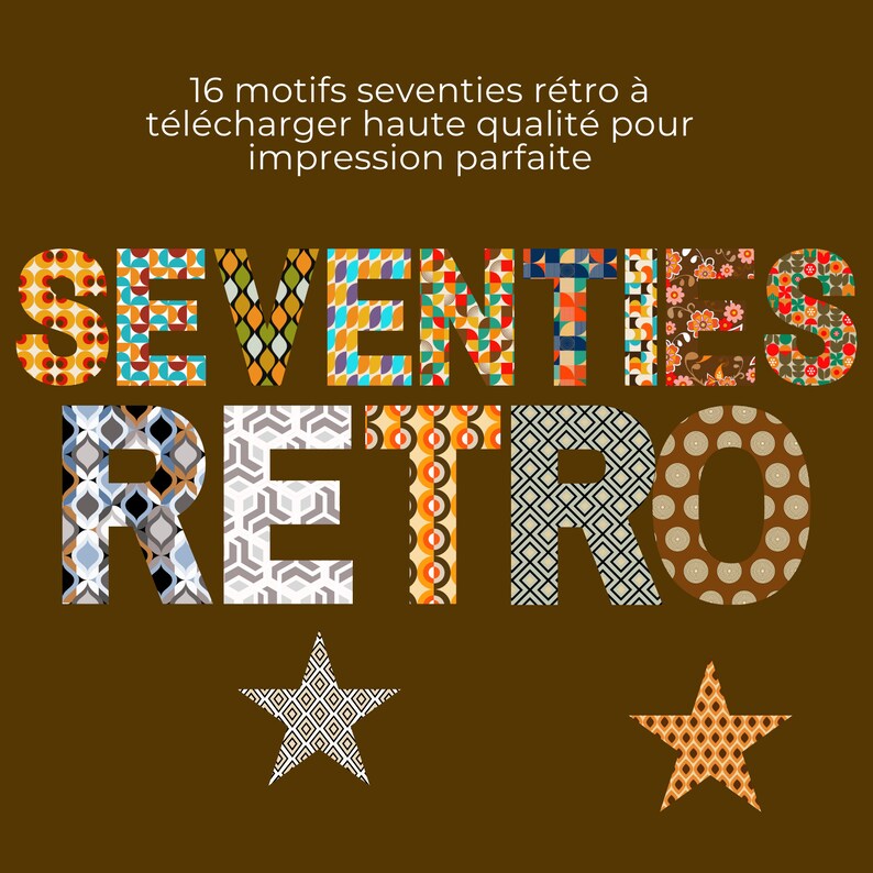 Printable Paper 70s Scrapbooking | Set of 16 Retro Seventies Decorative ...