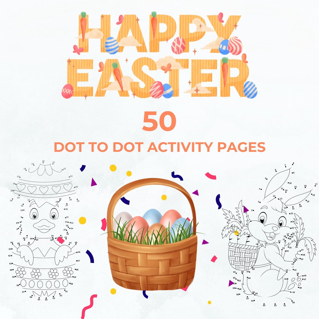 50 Easter Dot to Dot Activity Pages Fun Easter Connect the Dots for ...