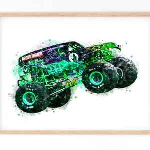 Monster Trucks Watercolour Art Print - Etsy