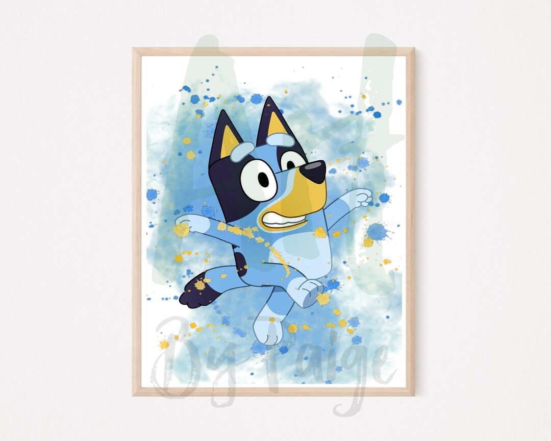 Bluey Dog Watercolour Art Print - Etsy UK