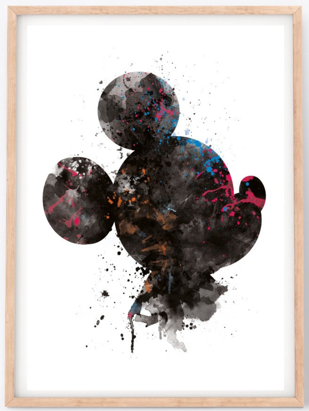 Mickey Mouse Silhouette Head Watercolour Art Print - Etsy