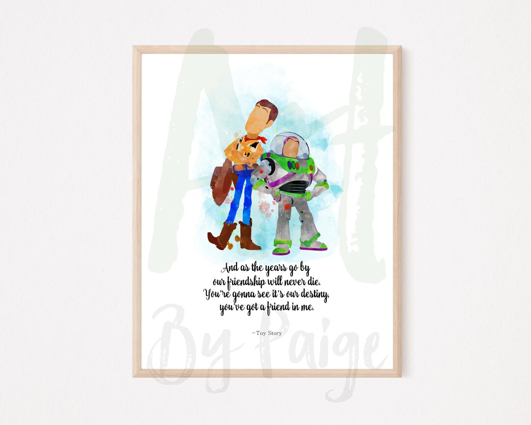 Toy Story: Woody & Buzz Lightyear Watercolour Art Print Quote - Etsy