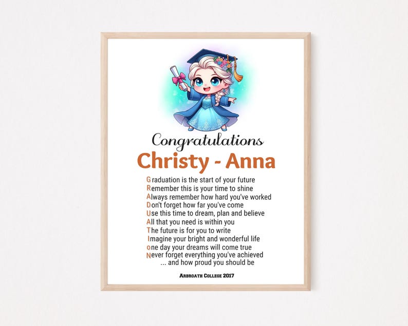 Congratulations on Your Graduation Elsa Watercolour Art Print Frozen ...