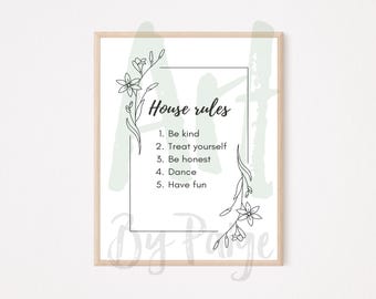 Printable HOUSE RULES, House Rules Art Print, Digital Art Print - Etsy