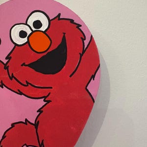 Elmo Wooden Slice Heart Handcrafted Sesame Street Art - Etsy