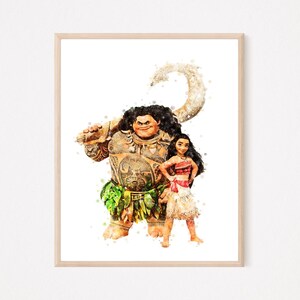 Moana & Maui Watercolour Art Print - Etsy