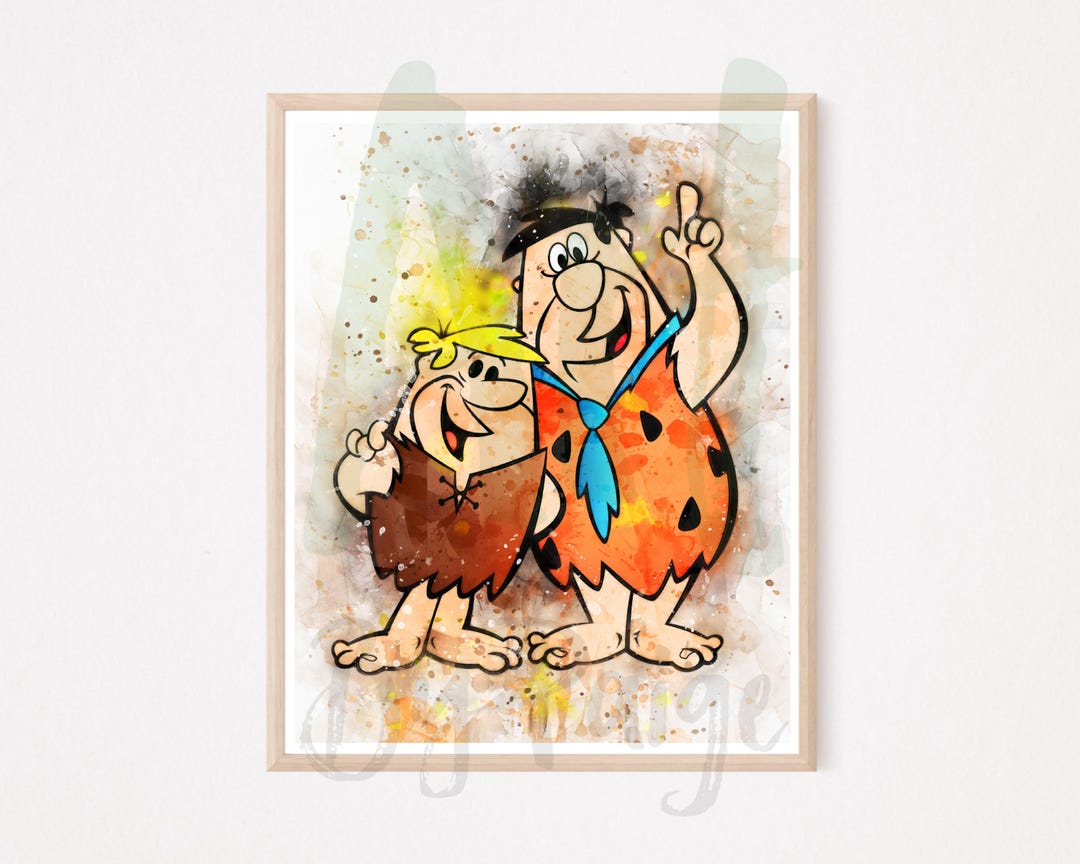 The Flintstone: Fred Flintstone and Barney Rubble Watercolour Art Print ...