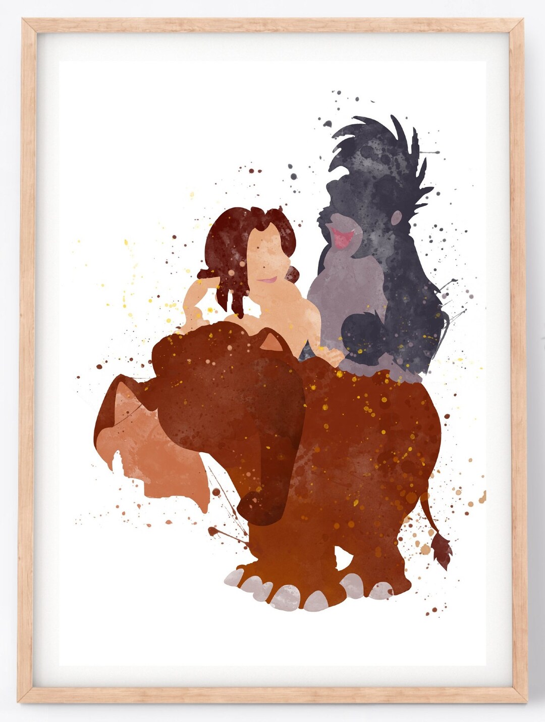 Tarzan, Terk and Tantor Silhouette Watercolour Art Print - Etsy