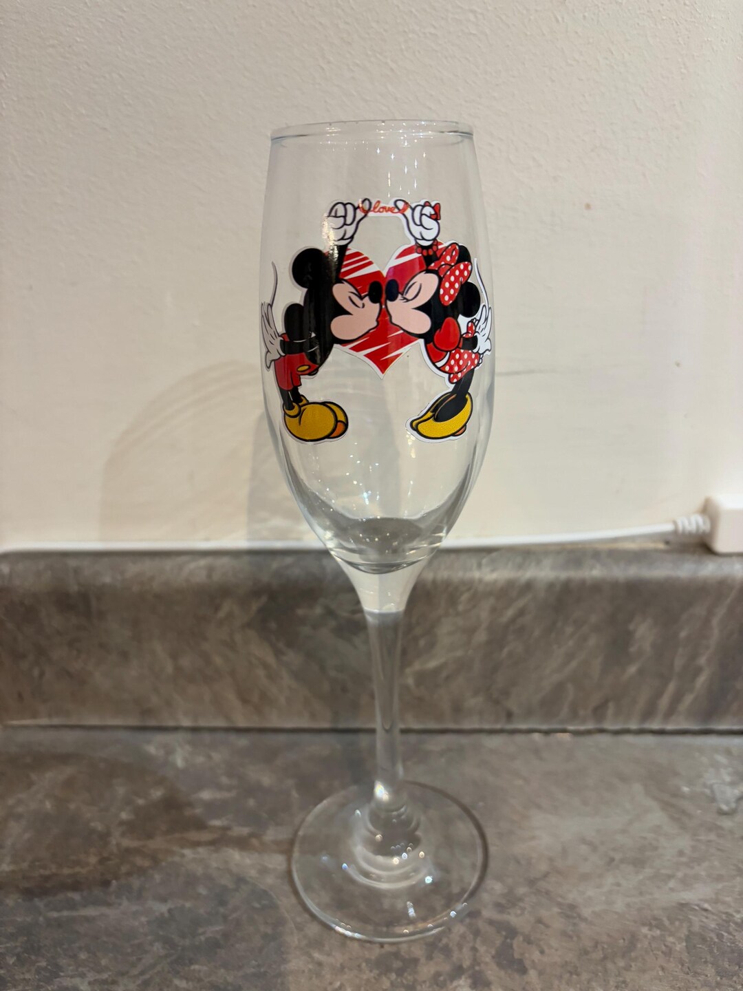 Mickey & Minnie Mouse Champagne Glass Love Valentines Day Perfect for ...
