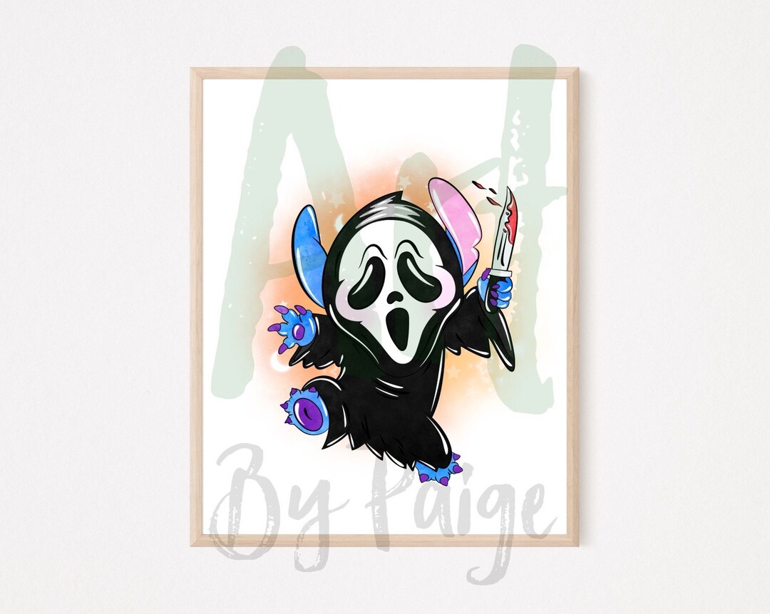 Stitch as Ghostface Watercolour Art Print Halloween - Etsy