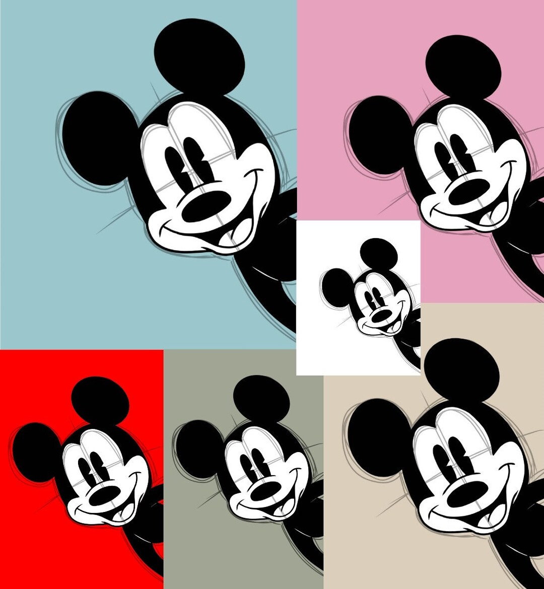Minnie Mouse Sketched Different Colour Background Art Print - Etsy