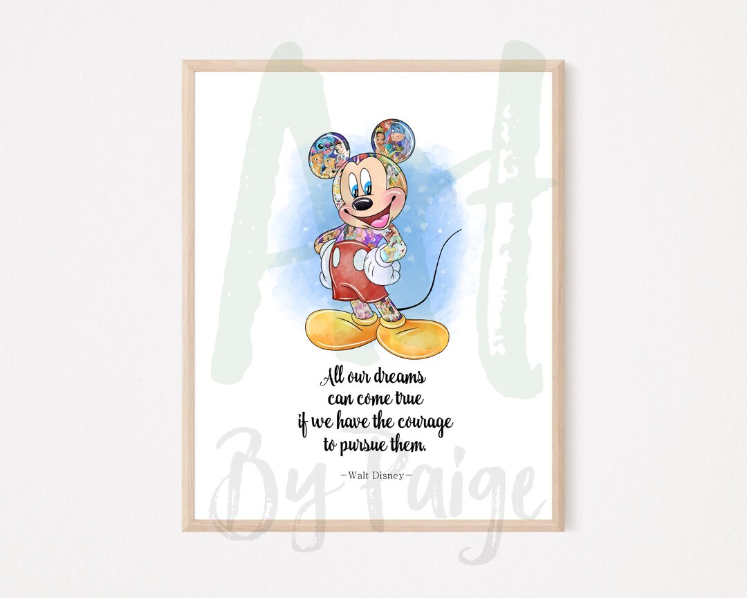 Mickey Mouse Watercolour Art Print Quote - Etsy
