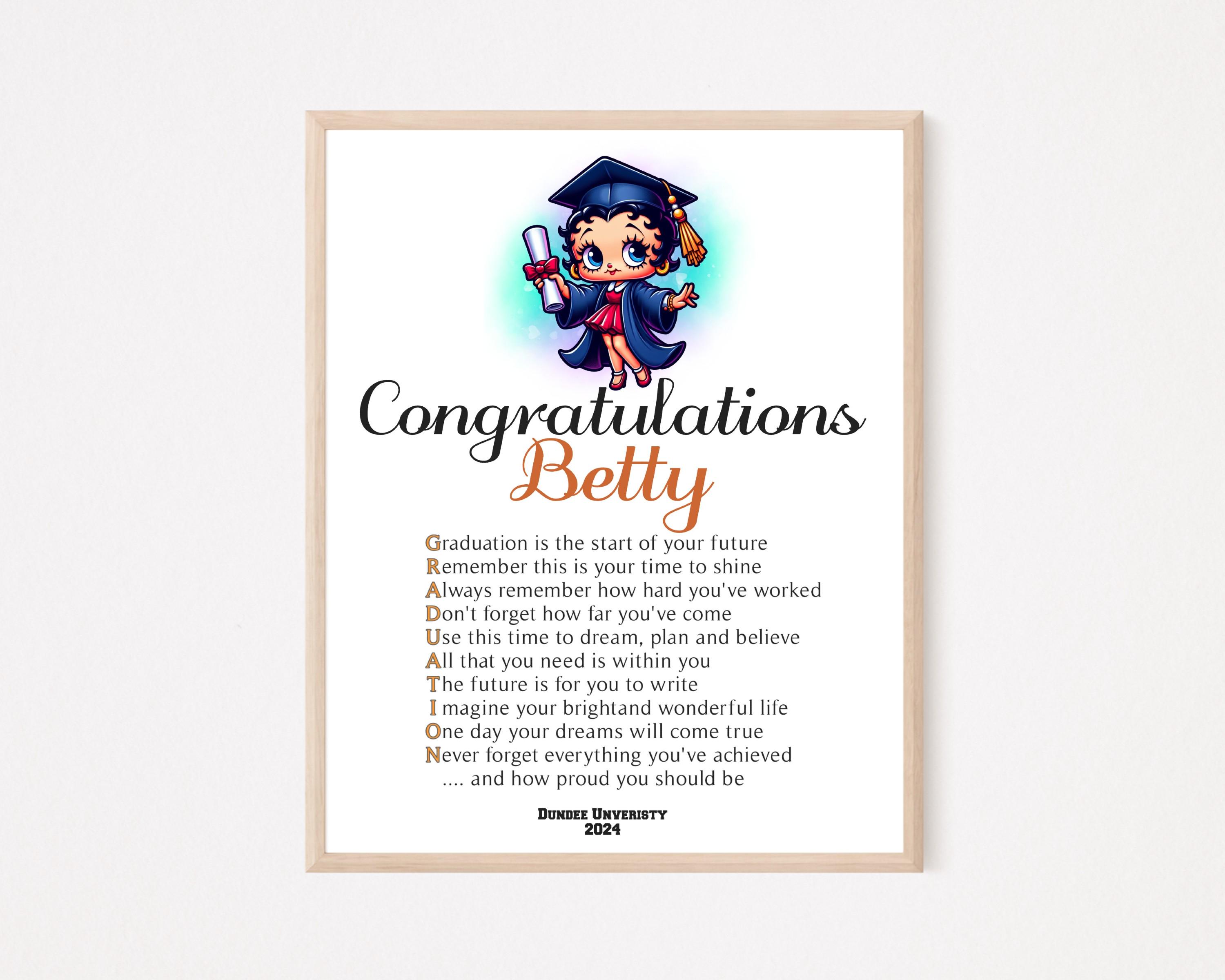 Congratulations on Your Graduation Betty Bop Watercolour Art Print ...
