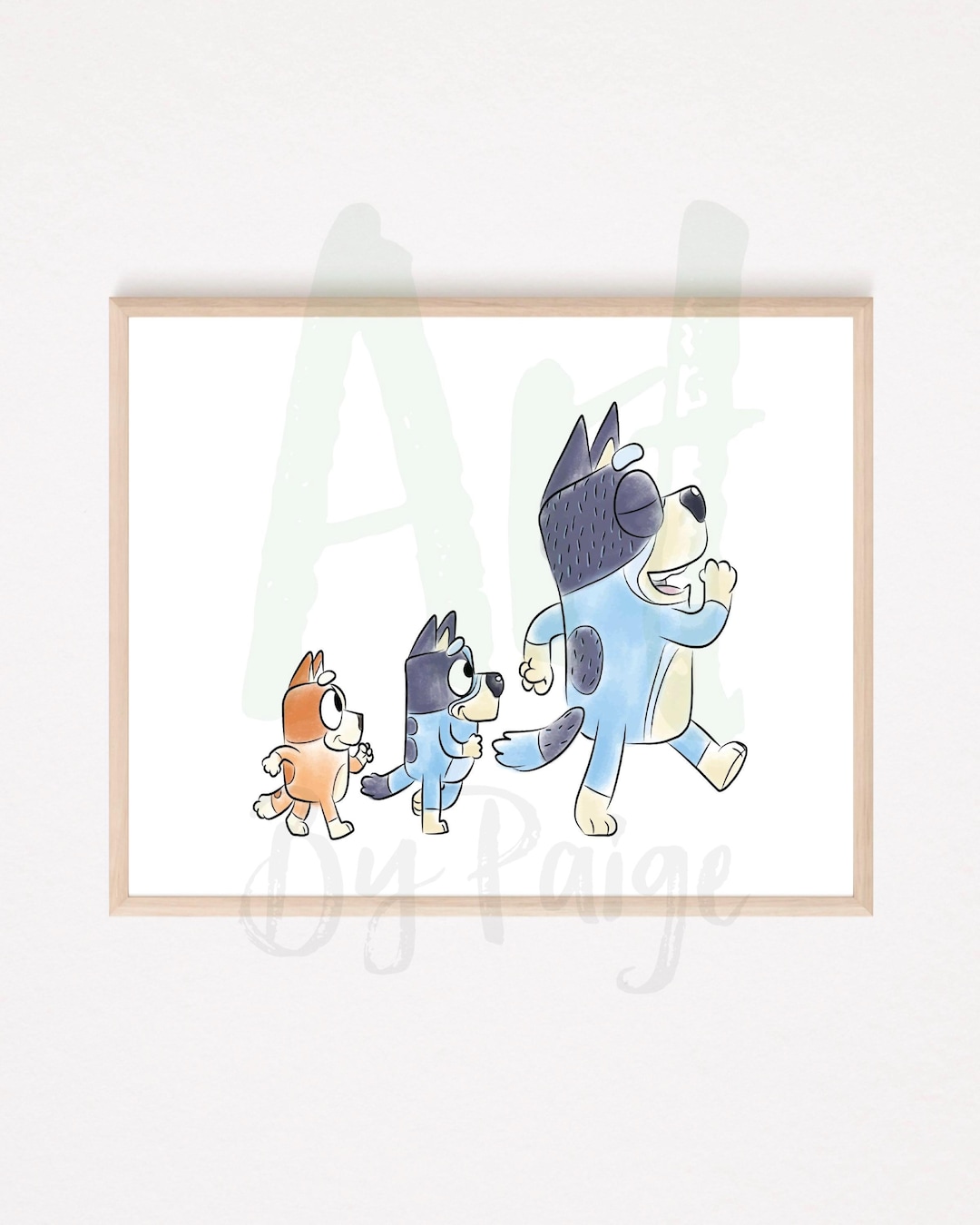 Bluey Family Watercolour Art Print - Etsy UK