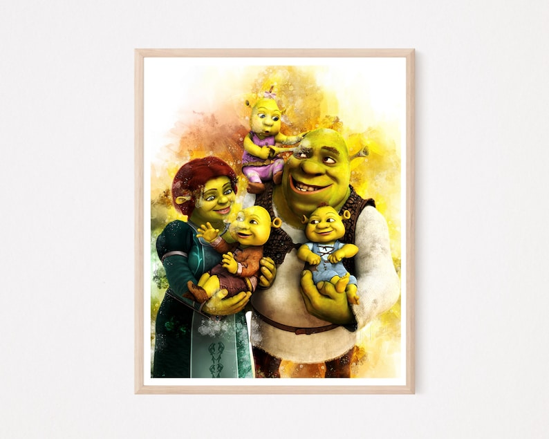 Shrek Family Watercolour Art Print - Etsy