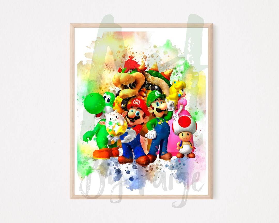 Super Mario Watercolour Art Print - Etsy