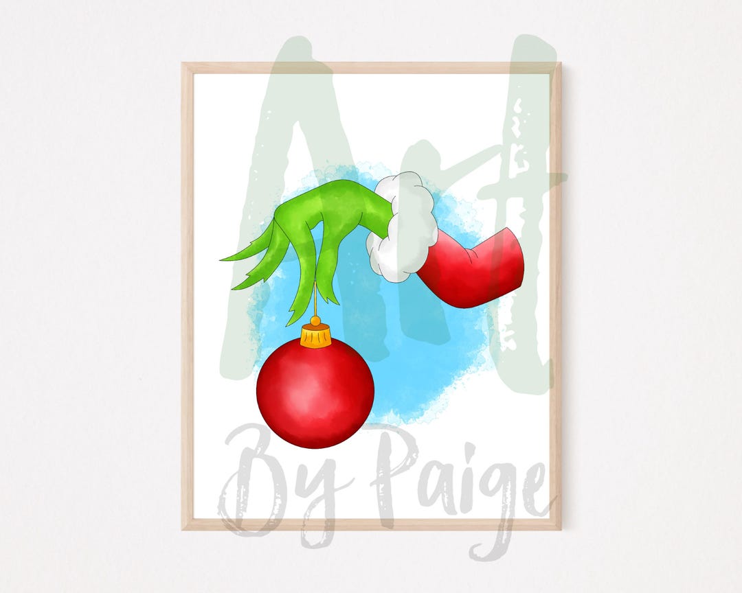The Grinch Bauble Watercolour Art Print - Etsy
