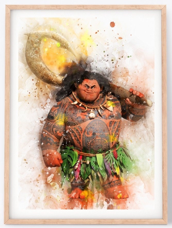 Moana: Maui Watercolour Art Print - Etsy