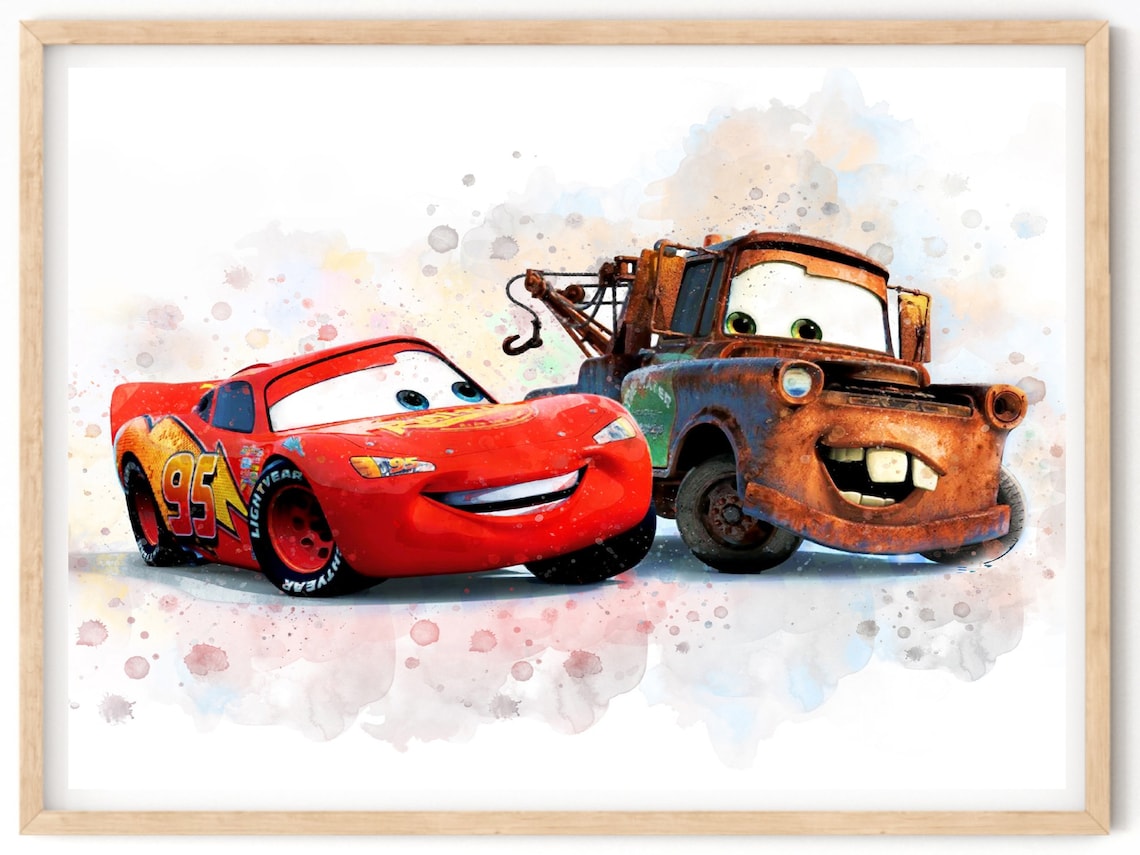 CARS: Lighting Mcqueen & Mater Watercolour Art Print - Etsy