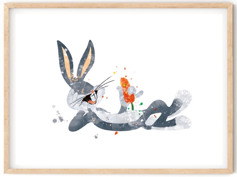 Bugs Bunny Silhouette Watercolour Art Print Looney Tunes - Etsy