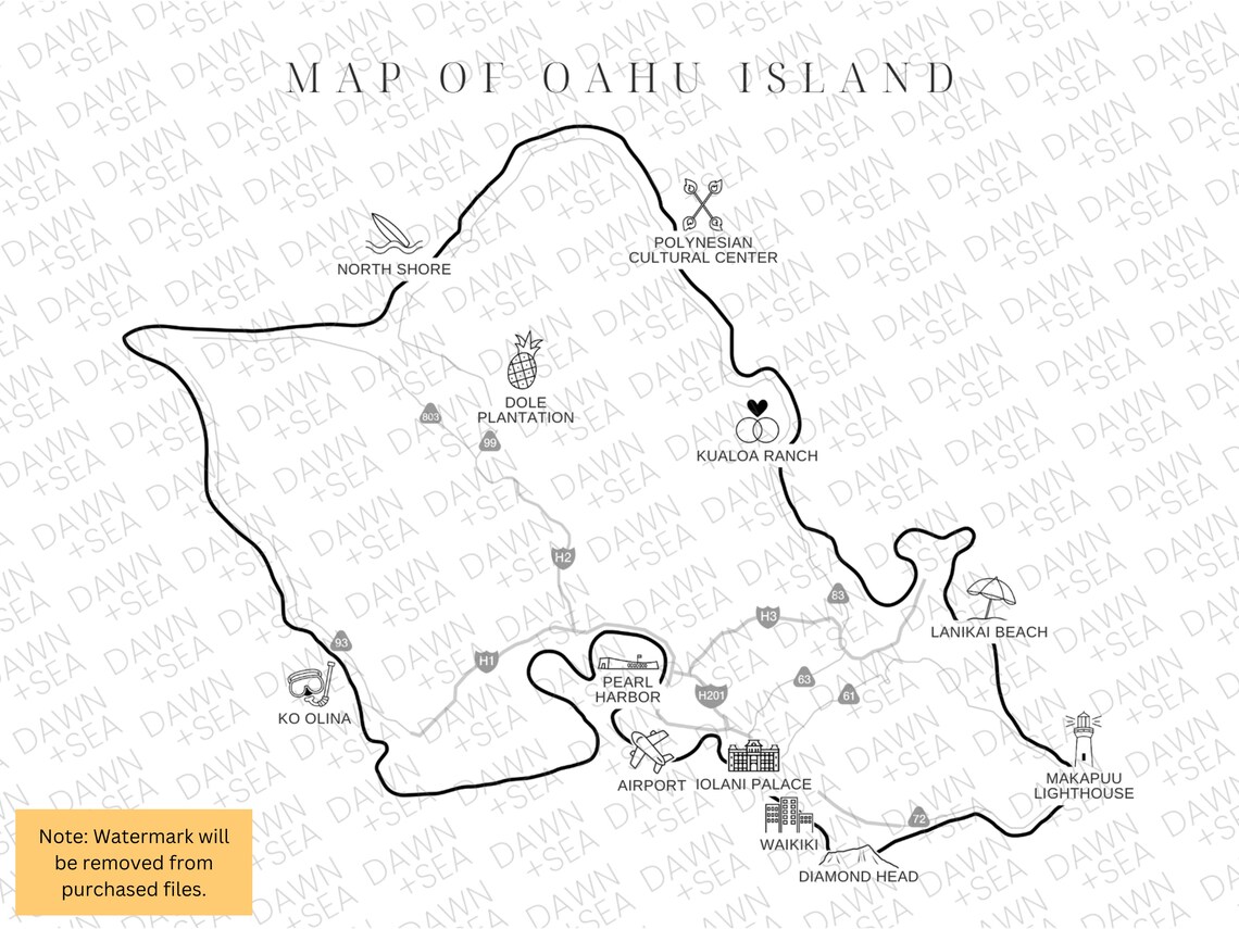 Kualoa Ranch Wedding Map (B/W Digital Template) | Paliku Gardens ...