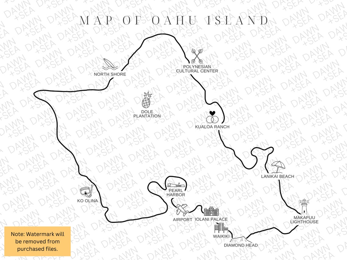 Kualoa Ranch Wedding Map (B/W Digital Template) | Paliku Gardens ...