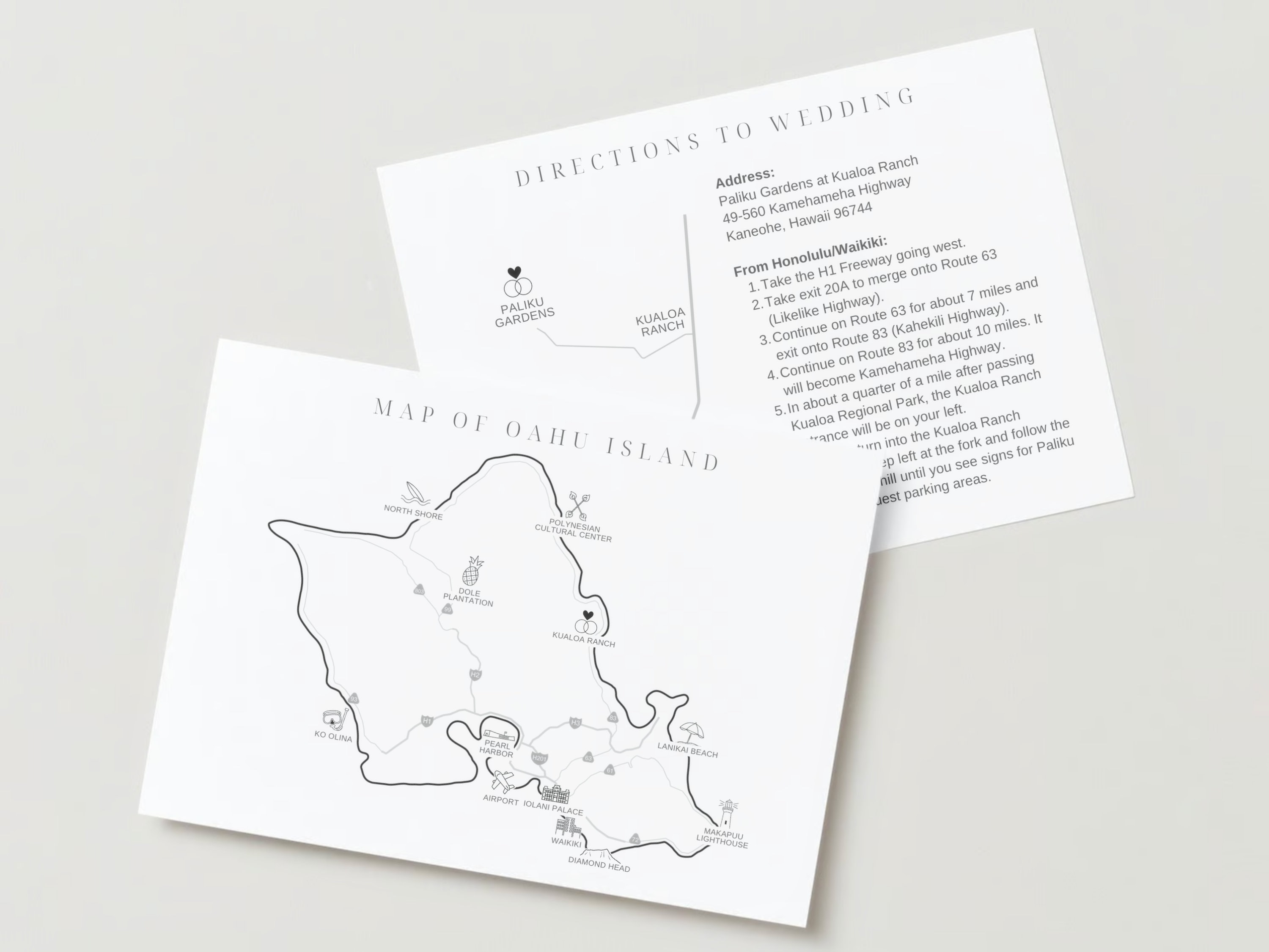Kualoa Ranch Wedding Map (B/W Digital Template) | Paliku Gardens ...